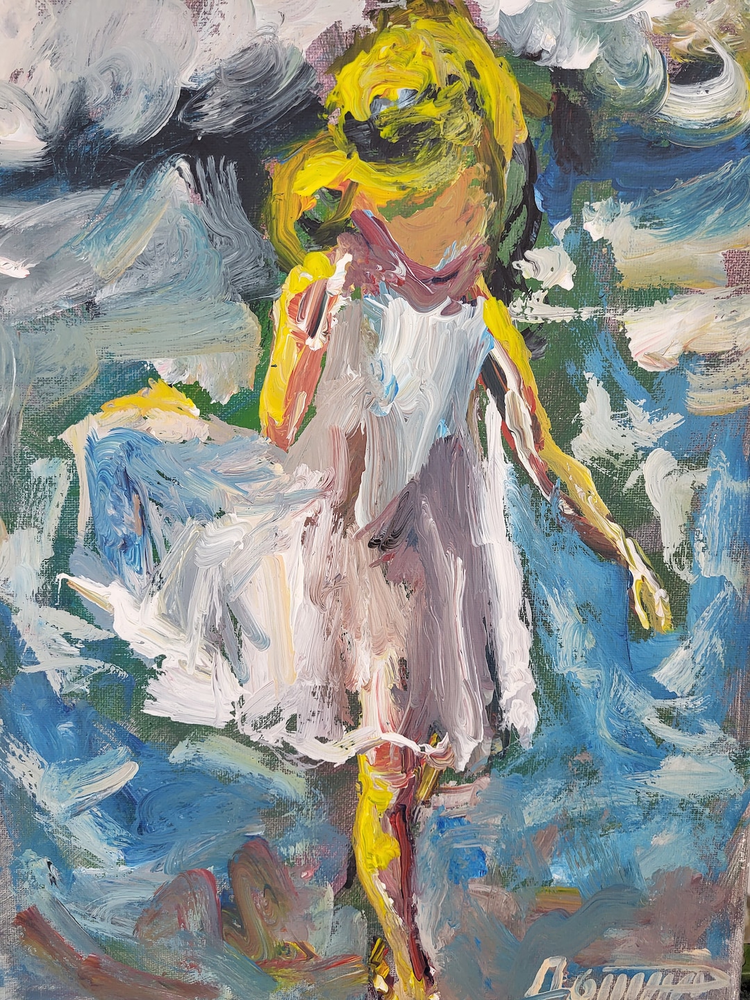 Oil Painting Oil Paintings Child Sea Water Vacation Alexander Diener ...