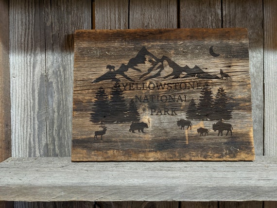 Yellowstone National Park Barnwood Sign - Etsy