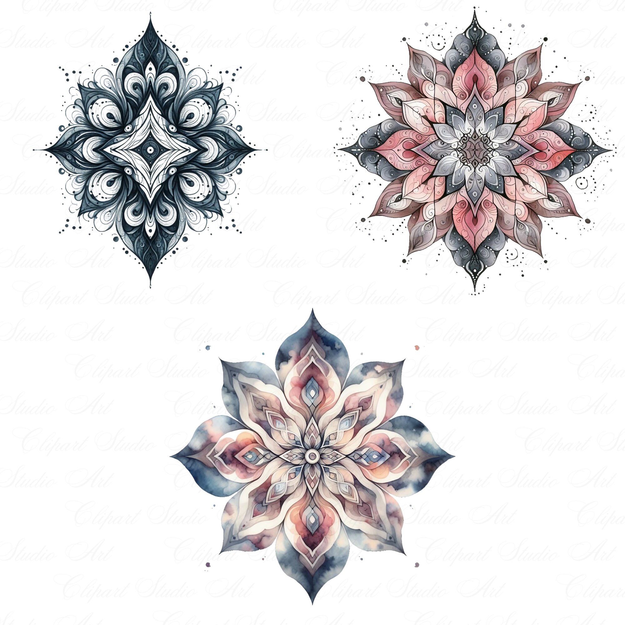 16 Symmetrical Shapes Clipsrt, Improvised Shapes Clipart, Watercolor ...