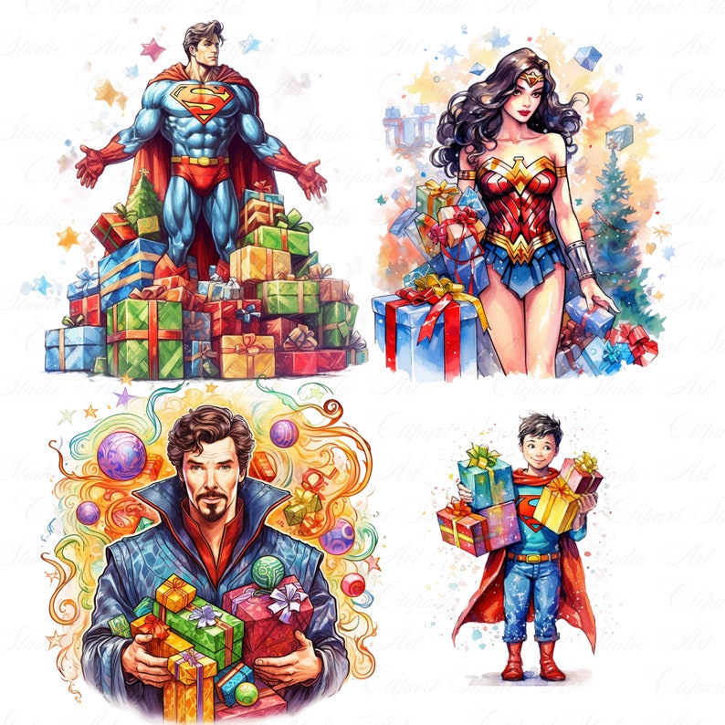 13 Christmas Superheroes Avengers Clipart, Christmas Superhero Clipart ...