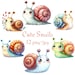 12 Cute Snails Clipart, Watercolor Cute Little Spring Insects Clipart ...