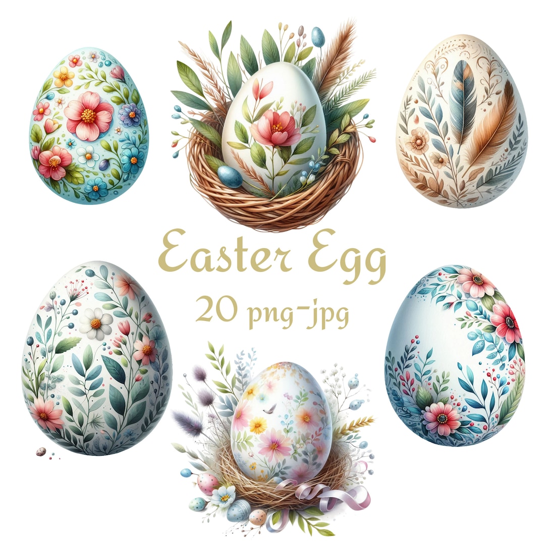 20 Easter Egg Clipart, Colored Eggs Clipart, Easter Egg Clipart ...
