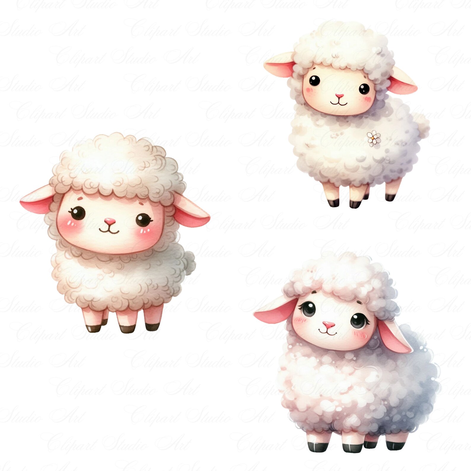 18 Cute Sheep Clipart, High Quality Cute Sheep Clipart, Watercolor Cute ...