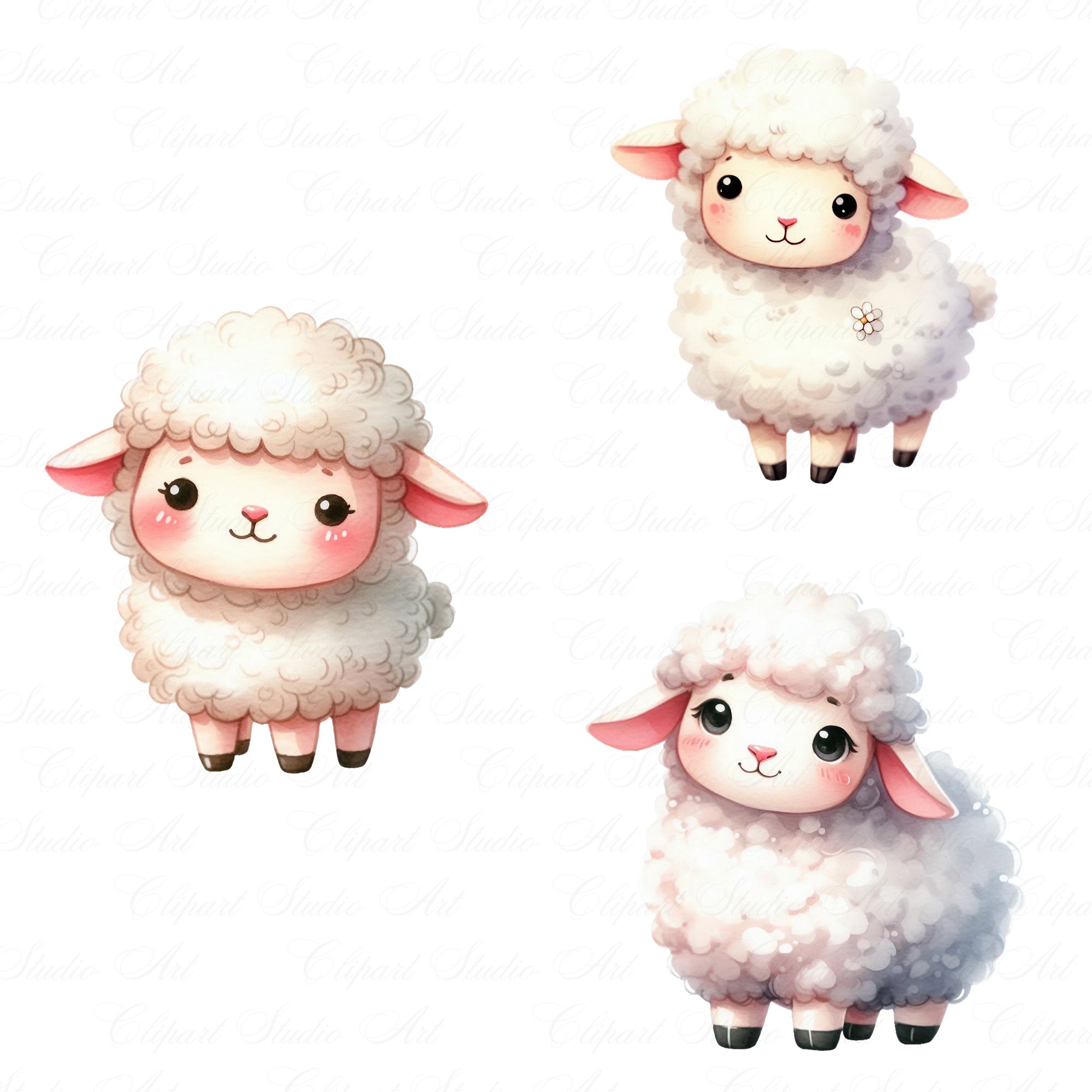 18 Cute Sheep Clipart, High Quality Cute Sheep Clipart, Watercolor Cute ...
