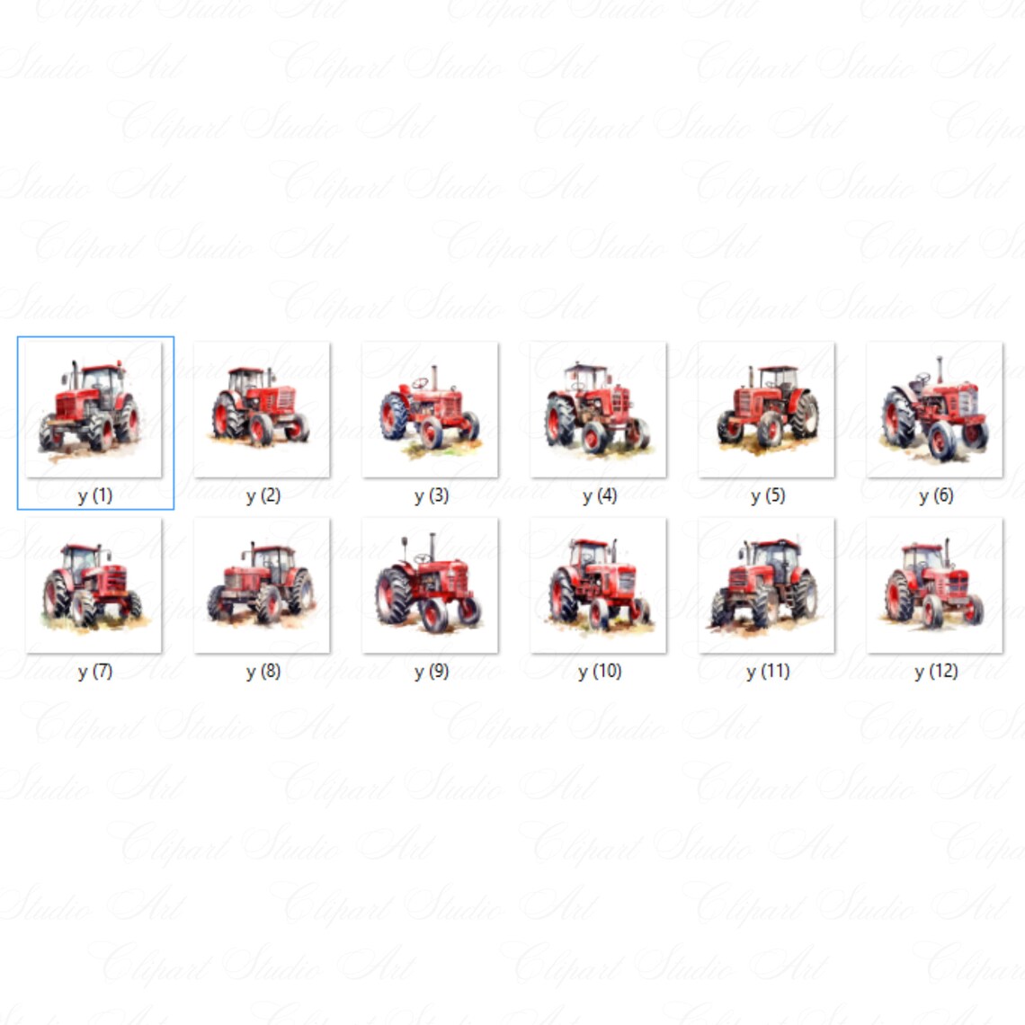 Red Tractor Farming Vehicles Clipart, Watercolour Red Tractor Clipart ...
