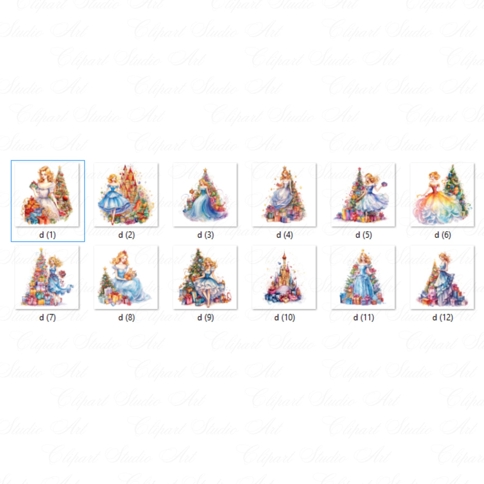 12 Cinderella Clipart, Christmas Fairy Tale Princess Clipart ...