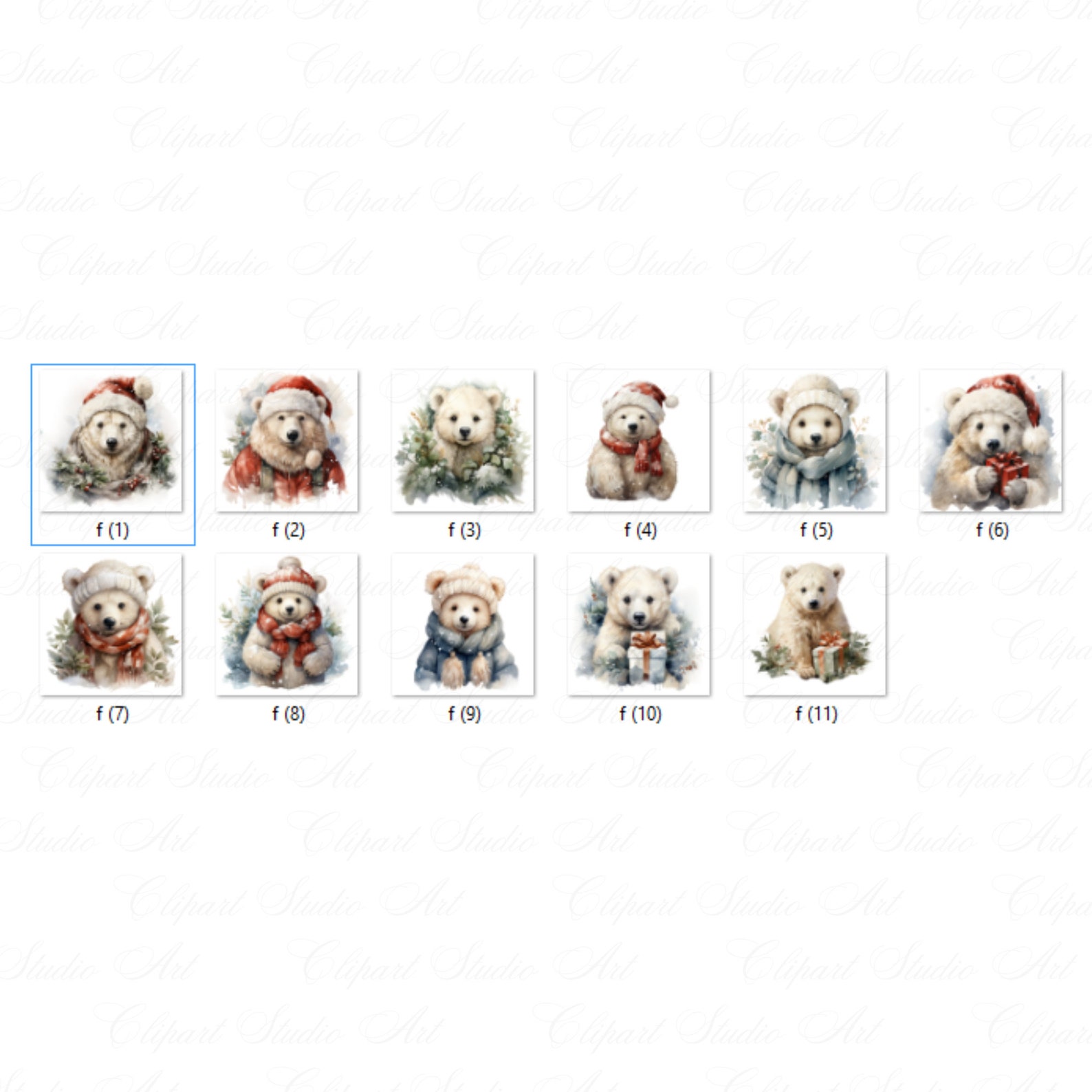 11 North Pole Christmas Clipart, Christmas Polar Bear Winter Watercolor ...