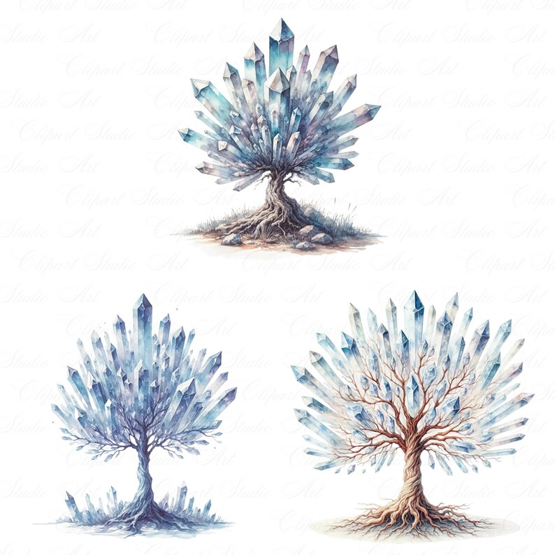 20 Crystal Tree Clipart, High Quality Crystal Tree Clipart, Watercolor ...