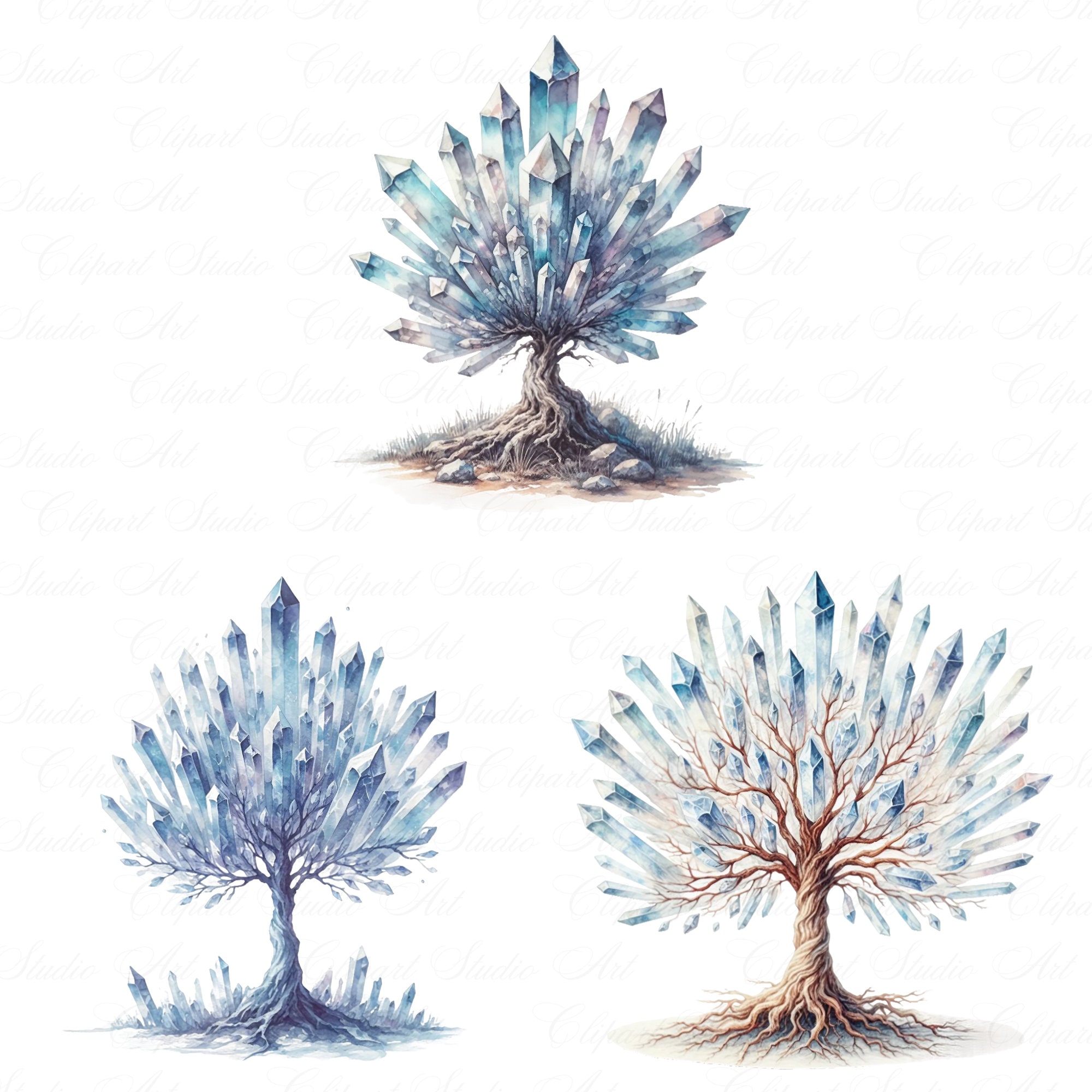 20 Crystal Tree Clipart, High Quality Crystal Tree Clipart, Watercolor ...