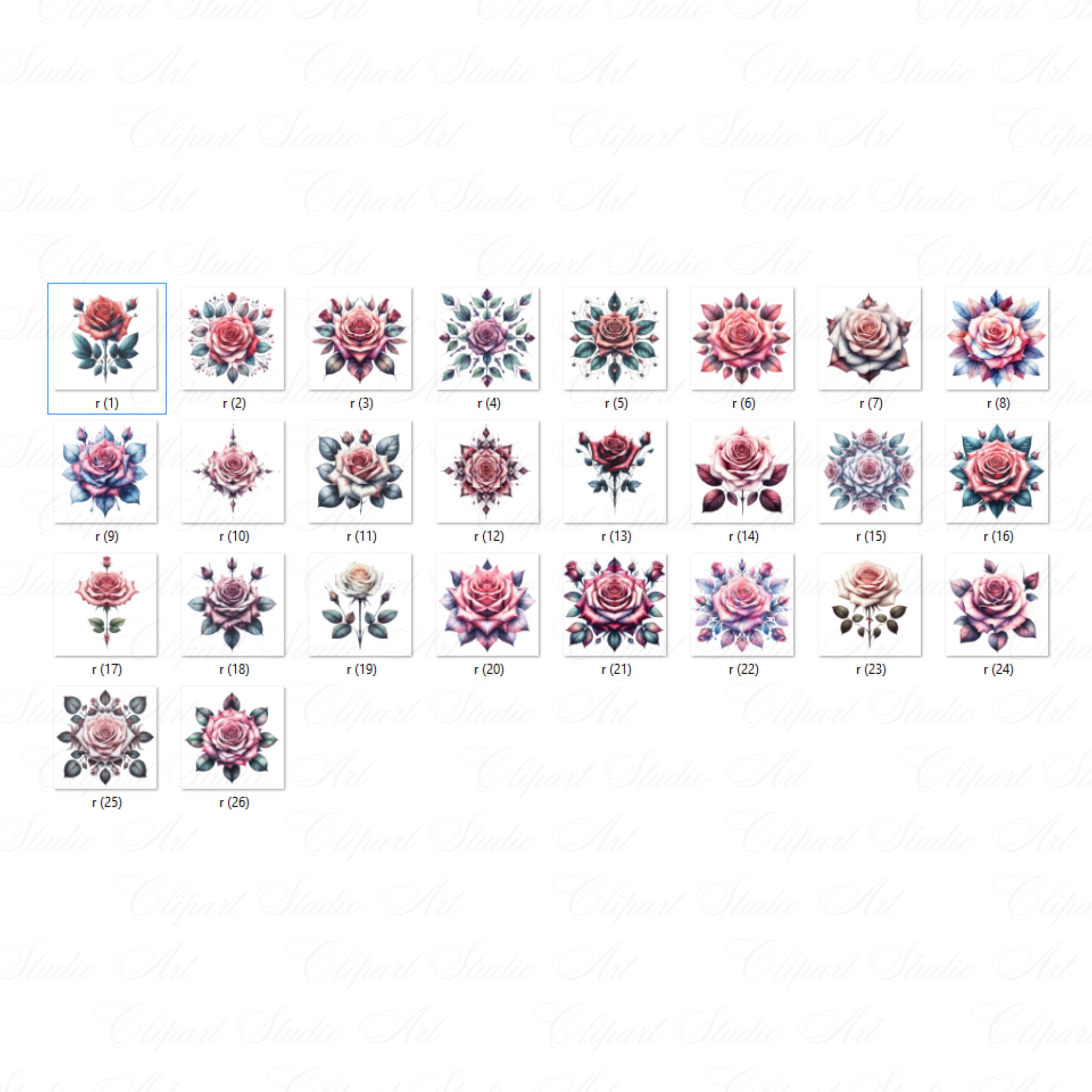 26 Symmetrical Roses Clipart, Colorful and Symmetrical Roses Clipart ...