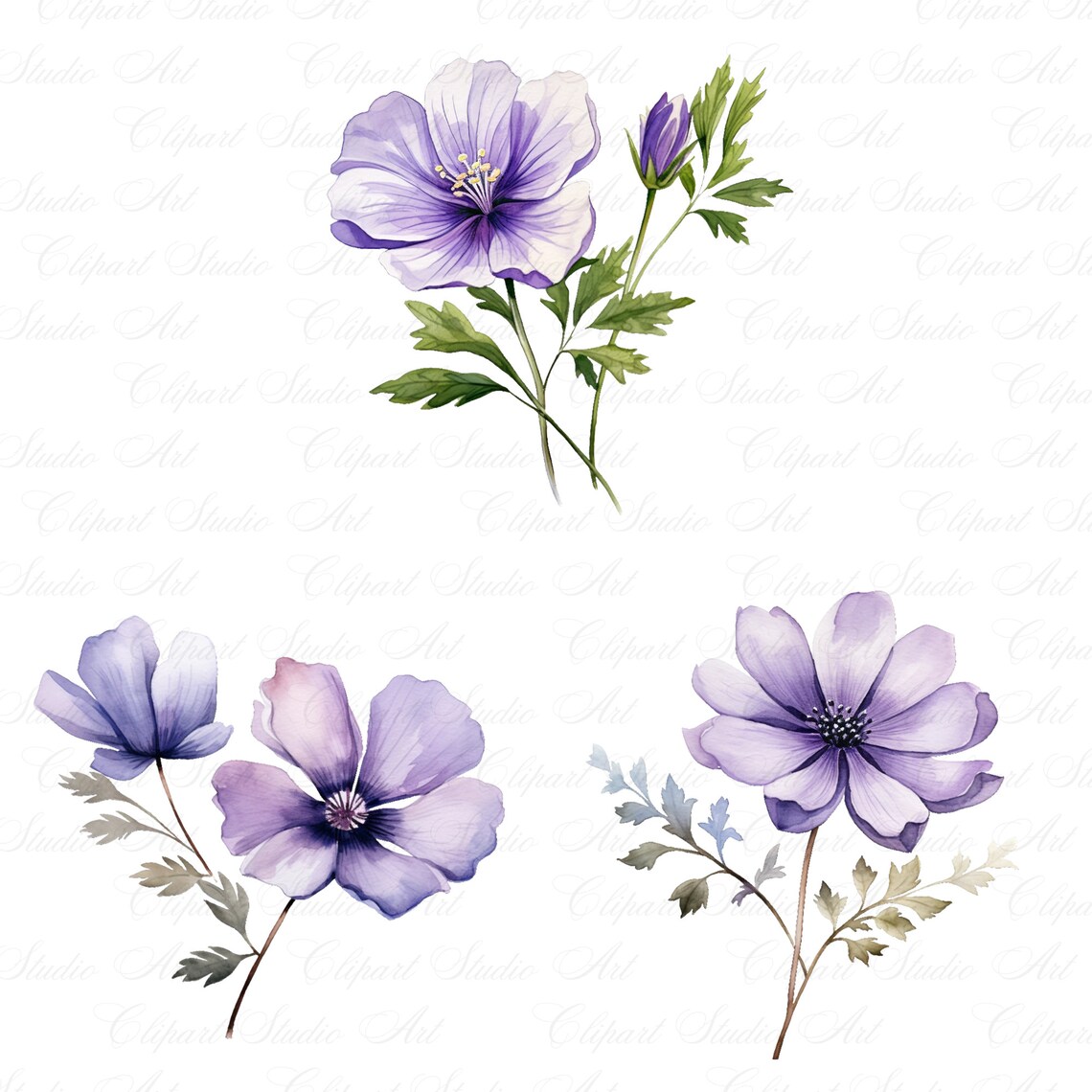 19 Violet Flower Clipart, Wedding Bridal Shower Violet Flower Clipart ...