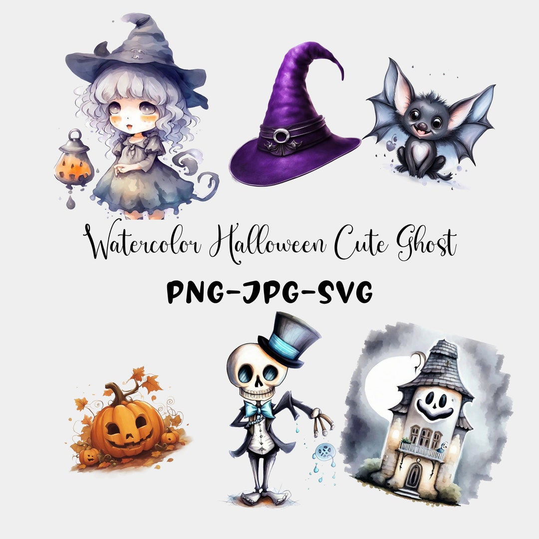 Halloween Cute Kawaii Clipart Bundle, Halloween Horror Creepy Clipart ...