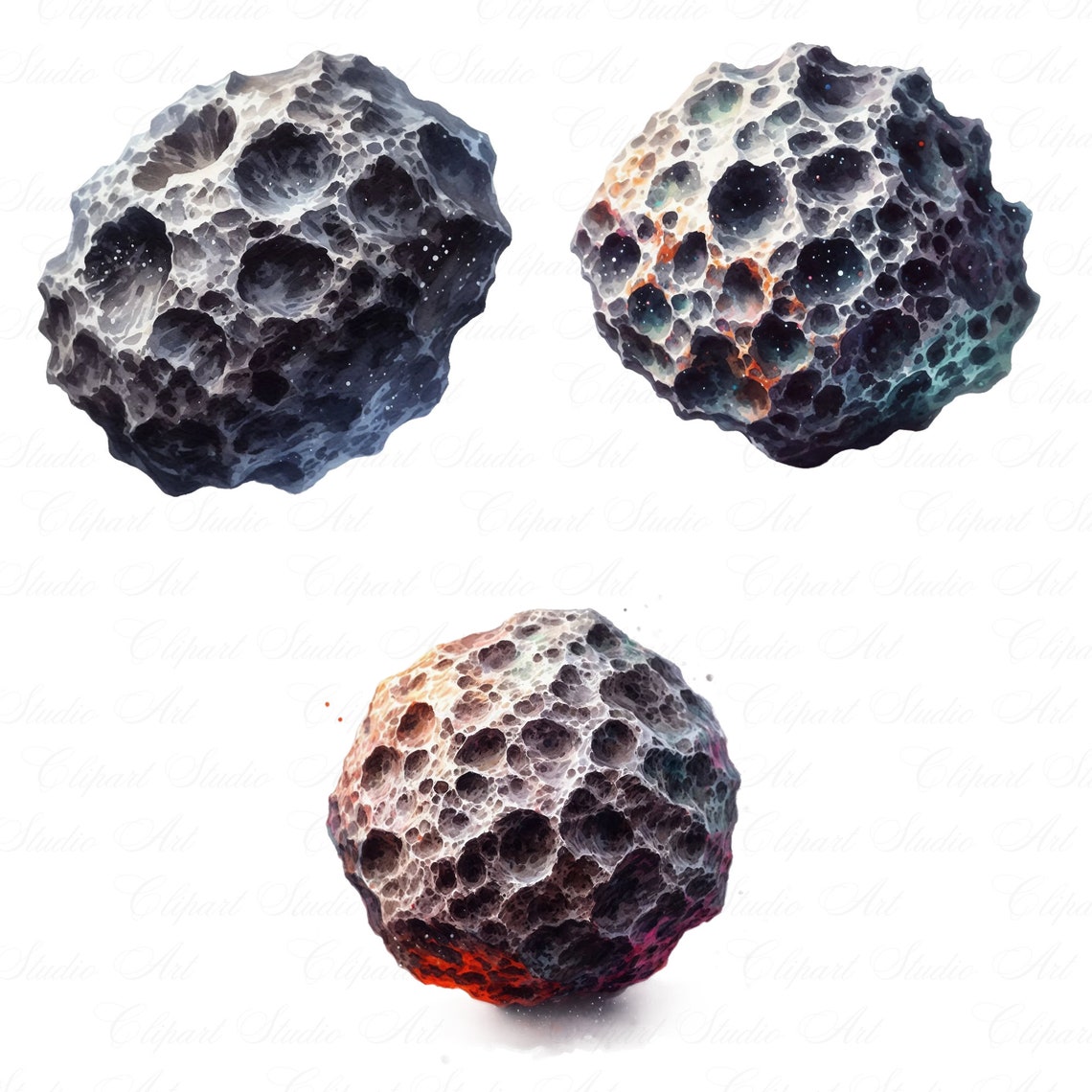 19 Meteorite Clipart, Asteroid From Space Clipart, Watercolor Meteorite ...