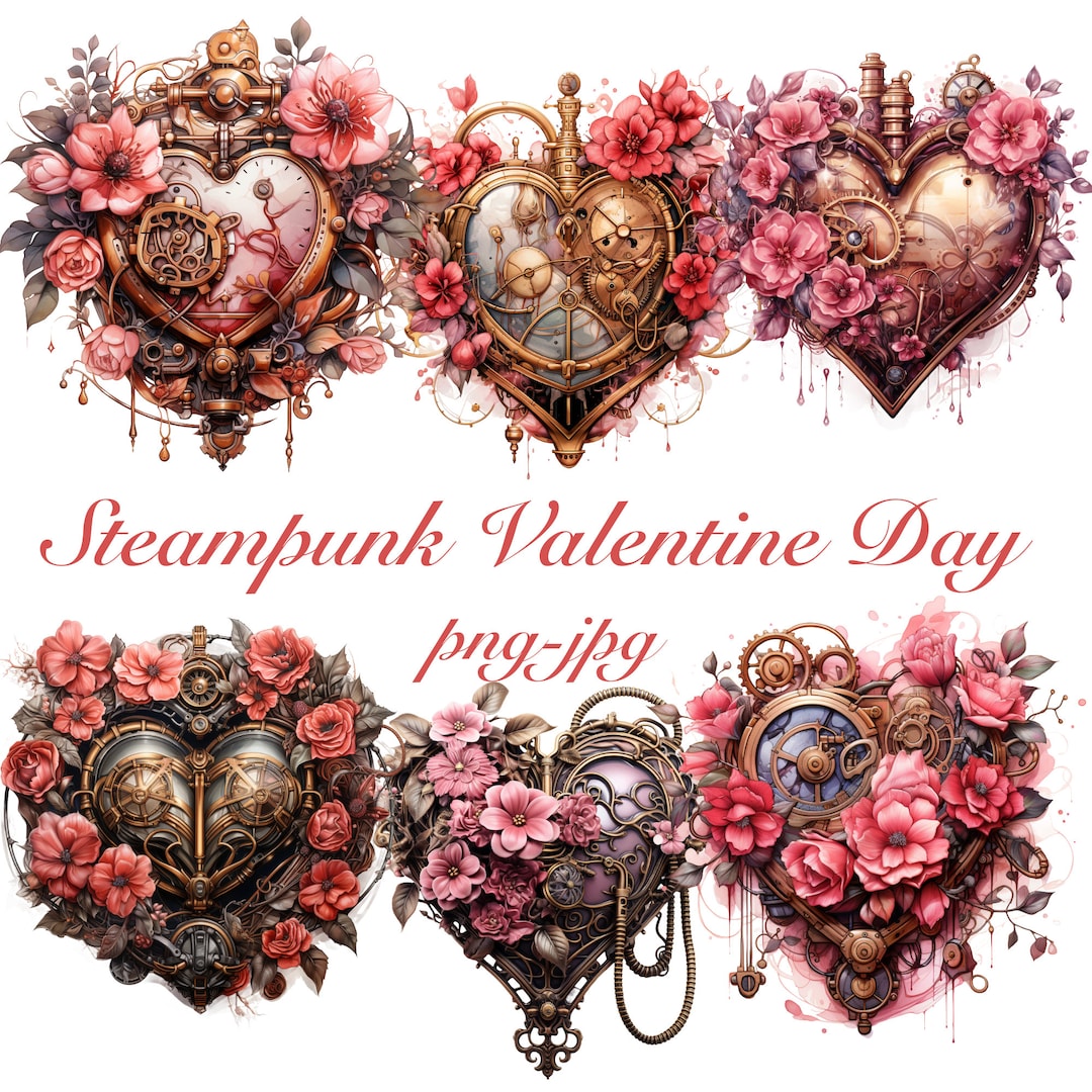 Steampunk Valentine Day Heart Clipart, Steampunk Valentine Day ...