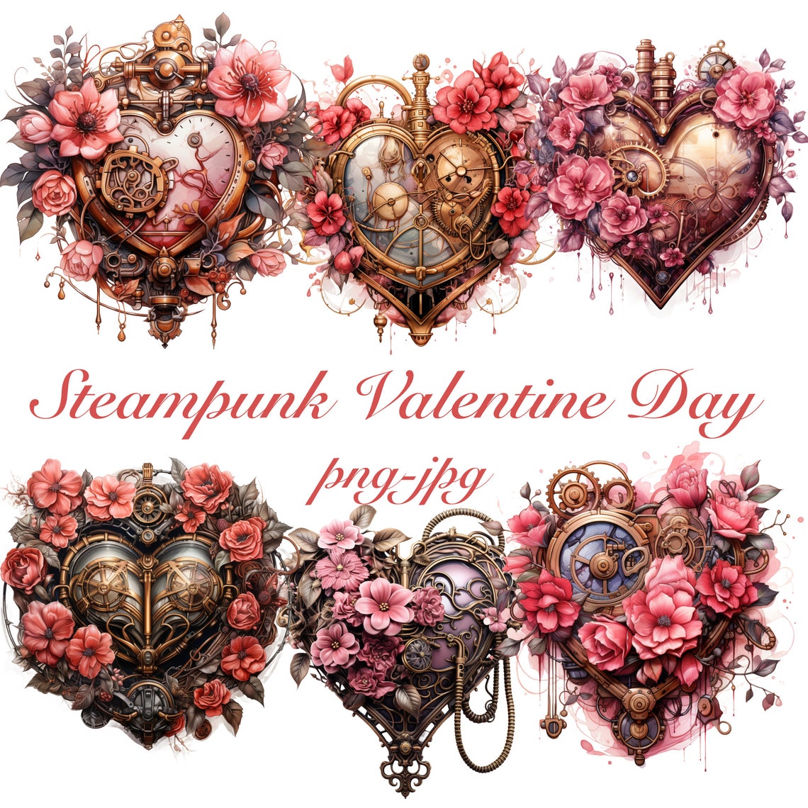 Steampunk Valentine Day Heart Clipart, Steampunk Valentine Day ...