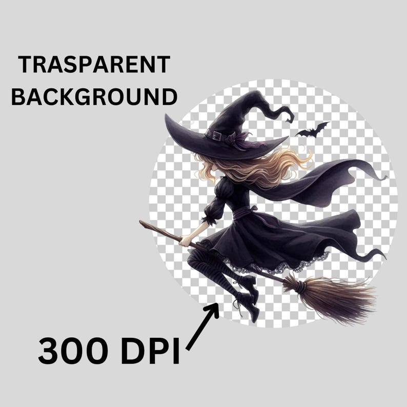 14 Halloween Flying Witch Clipart, Halloween Witch and Broom ...