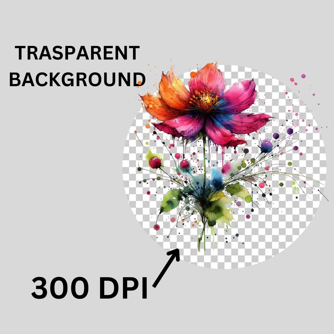 31 Flower Ink Splash Clipart, Flower Ink Splash Clipart, Watercolor ...