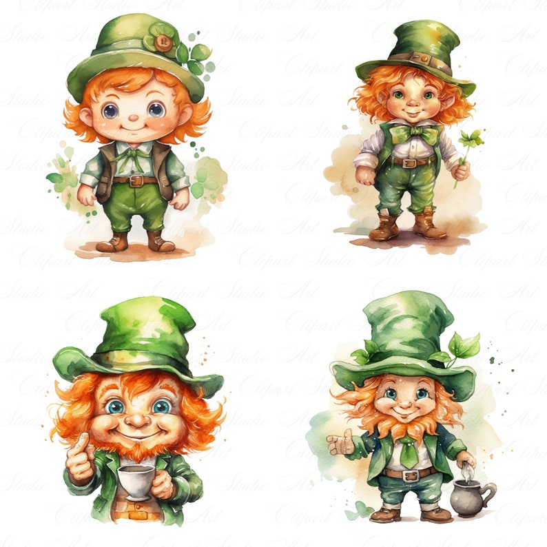 15 Cute Leprechaun Watercolour Clipart, St.patricks Day Leprechaun ...