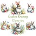 12 Easter Bunny Clipart, Flower Bunnies Clipart, Easter Egg and Easter ...