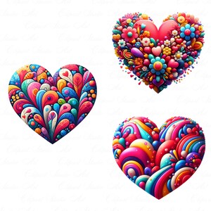 16 Colorful Hearts Clipart, Valentine's Day Cute Colorful Hearts ...