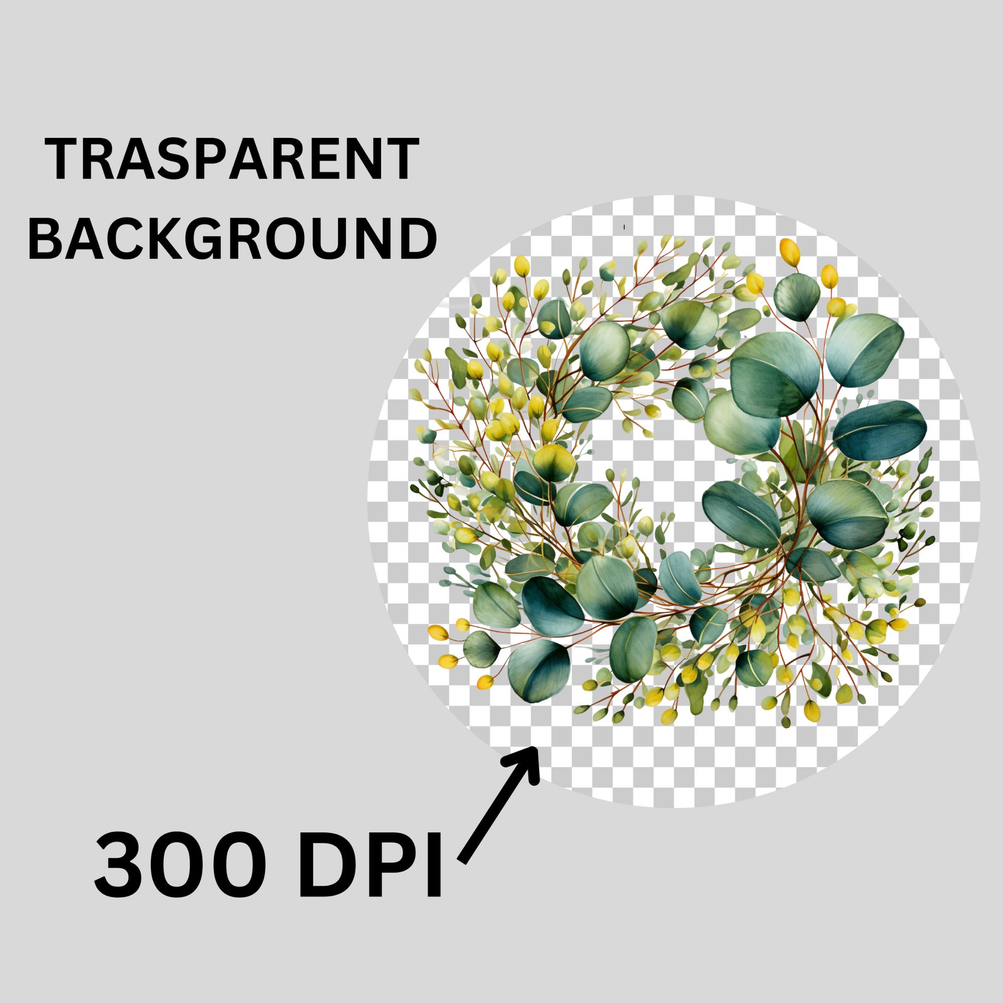 13 Green Gold Eucalyptus Garland Clipart, Eucalyptus & Gold Wreath ...