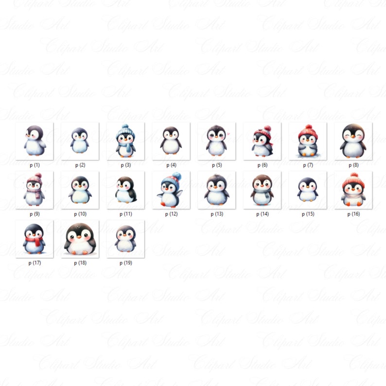 19 Cute Penguins Clipart, Baby Cute Penguins Clipart, Watercolor Cute ...