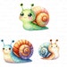 12 Cute Snails Clipart, Watercolor Cute Little Spring Insects Clipart ...