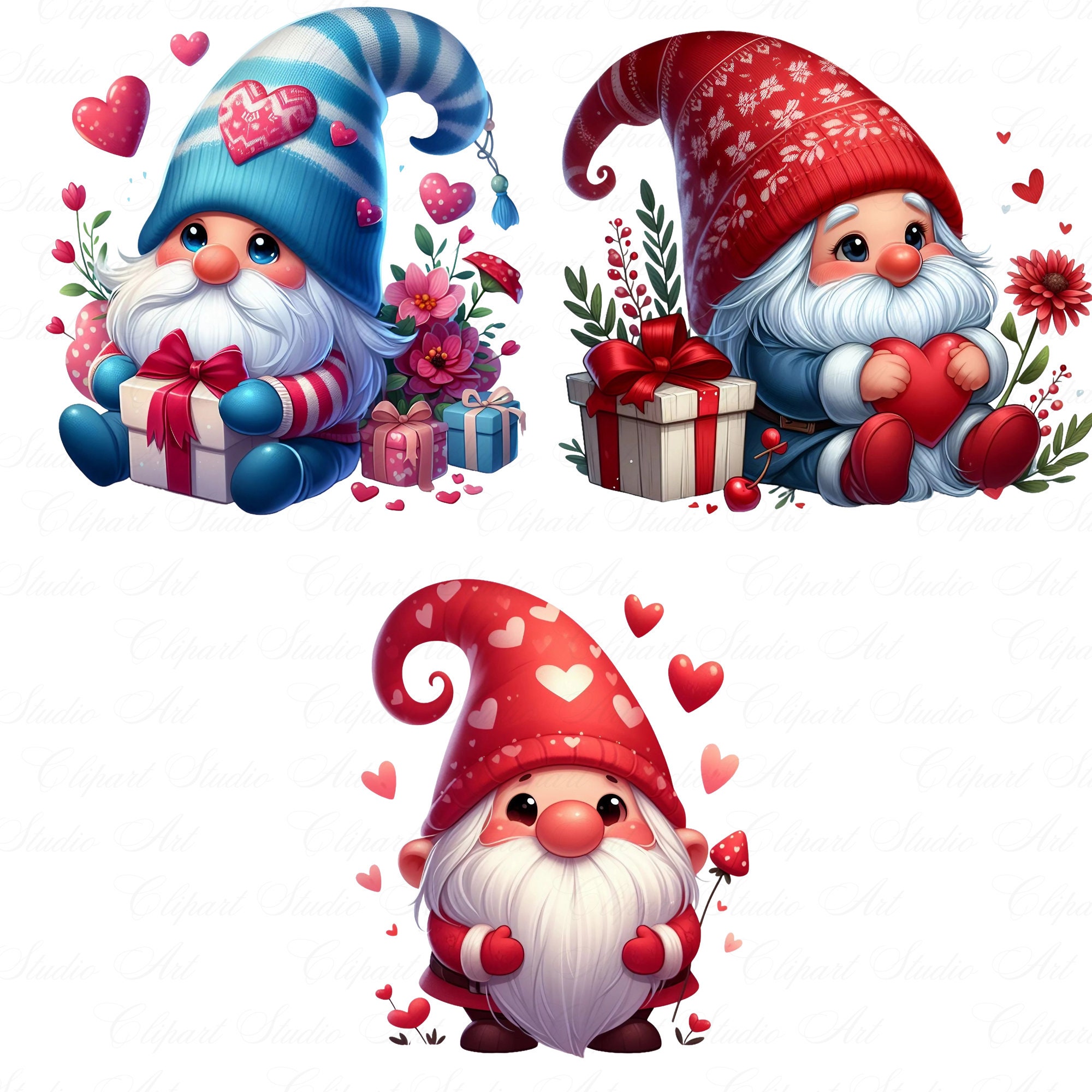 16 Valentine's Day Gnome Clipart, Valentine's Day Heart Clipart ...
