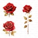 25 Red Rose With Gold Glitter Clipart, Wedding Bridal Shower Red Rose ...