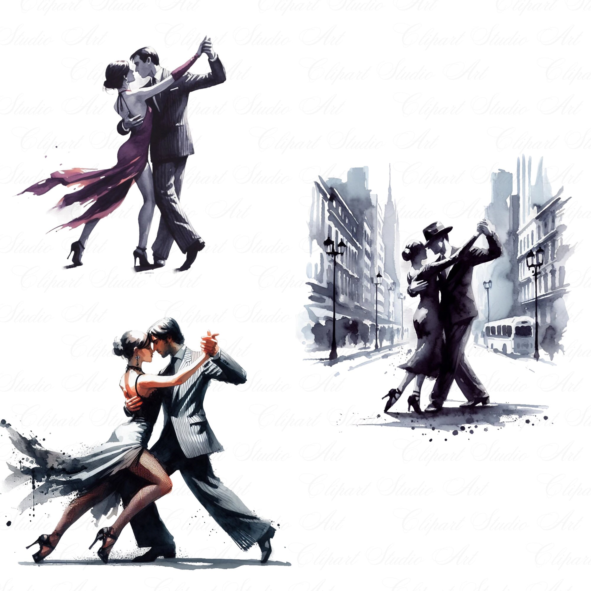 13 Tango Dance Clipart, Couple Dancing Hot Tango Clipart, Watercolor Tango Dance Transparent ...