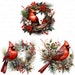 13 Red Cardinal Wreath Clipart, Red Cardinal Christmas Clipart ...