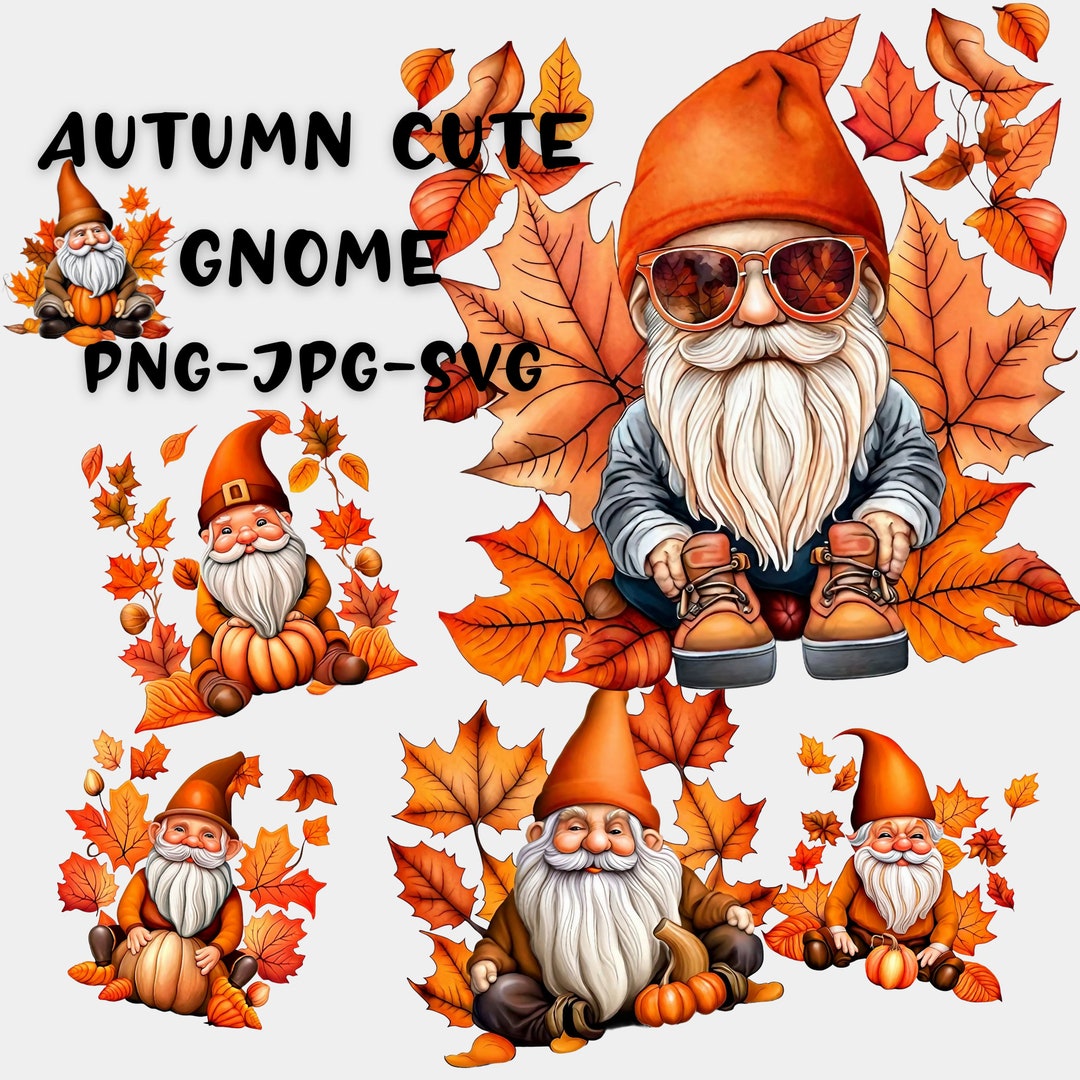Cute Autumn Fall Gnome Clipart Gnome Floral Fall Clipart - Etsy