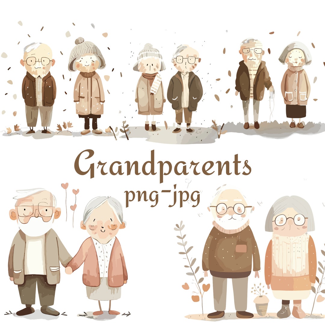 Grandparents Clipart, Family Clipart, Grandfather Clipart, Grandmother ...