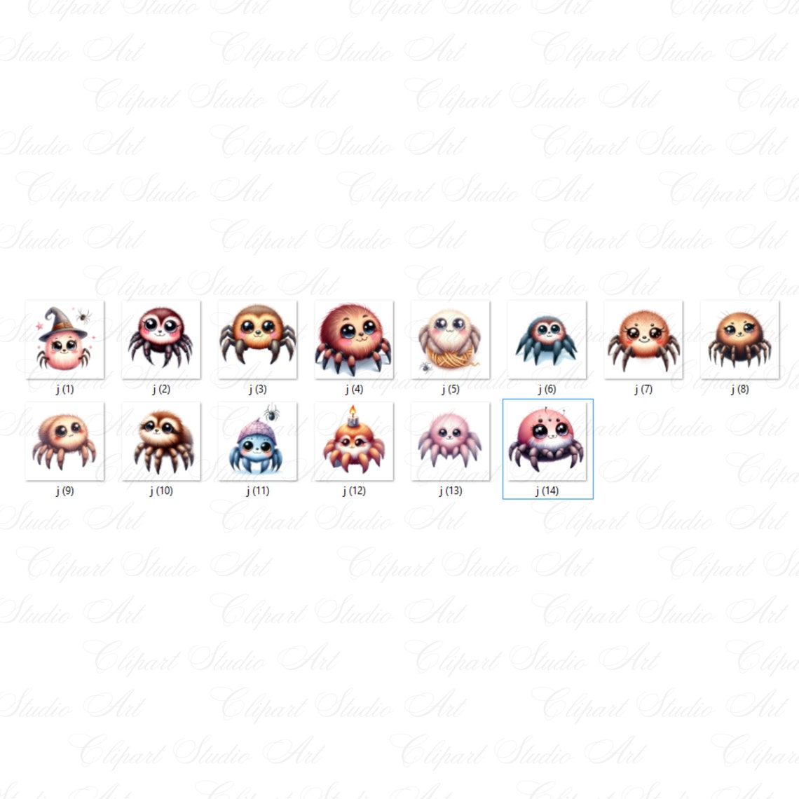 14 Cute Spiders Clipart, Watercolor Cute Little Spring Insects Clipart ...