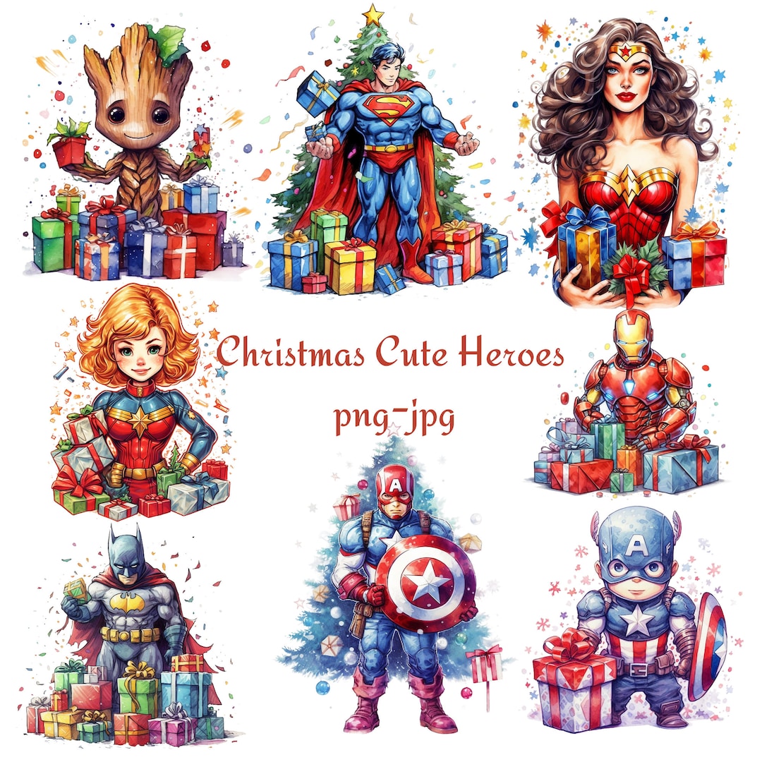 Christmas Superhero Clipart Christmas Superheroes Avengers - Etsy