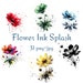 31 Flower Ink Splash Clipart, Flower Ink Splash Clipart, Watercolor ...
