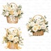 16 White Rose Gift Basket Clipart, Wedding Bridal Shower White Rose ...