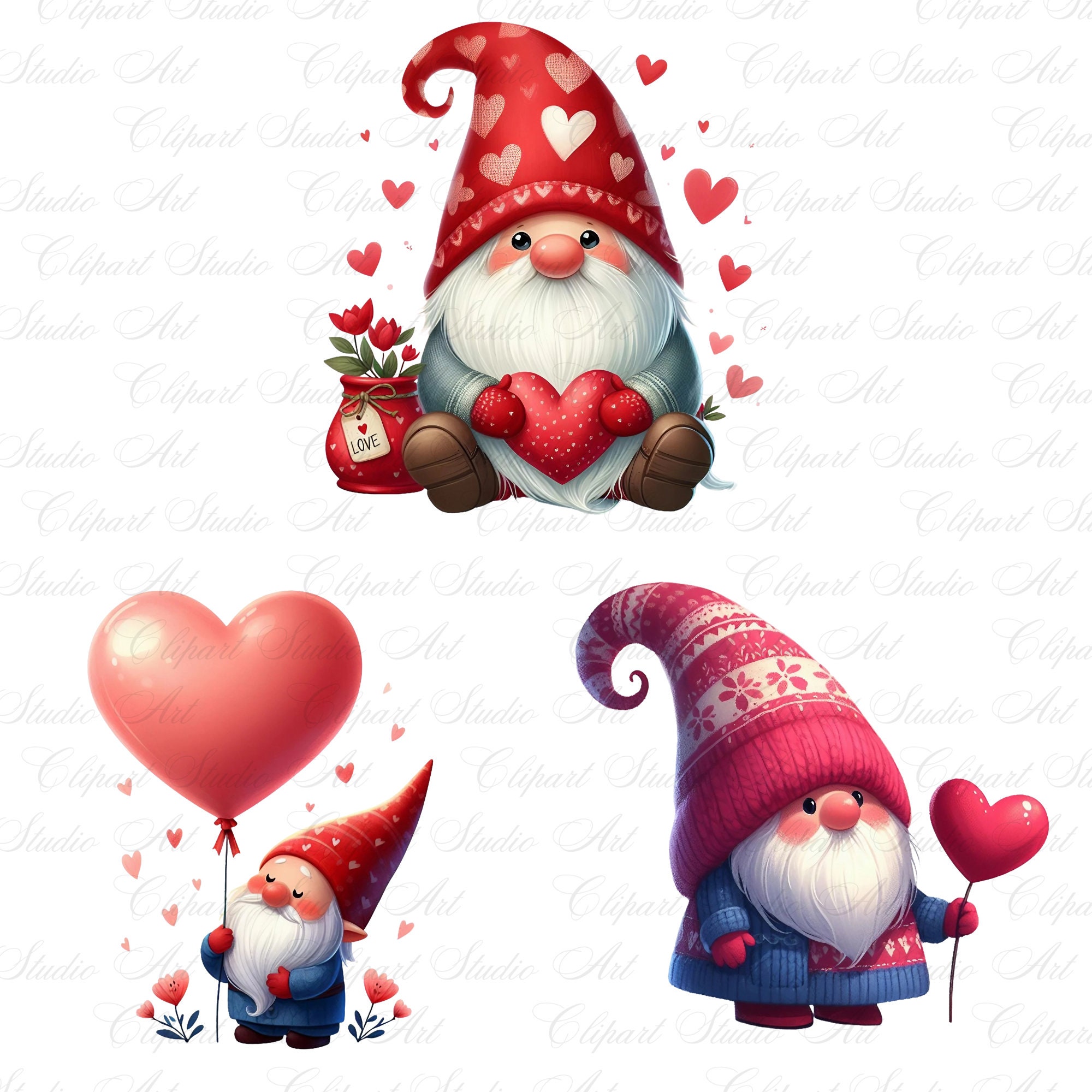 16 Valentine's Day Gnome Clipart, Valentine's Day Heart Clipart ...