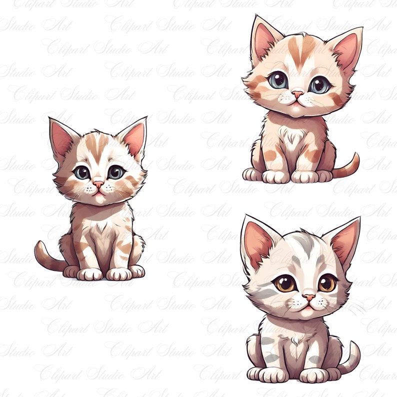 Cute Kitten Clipart, Little Cute Cats Clipart, Animals Clipart, Cute ...