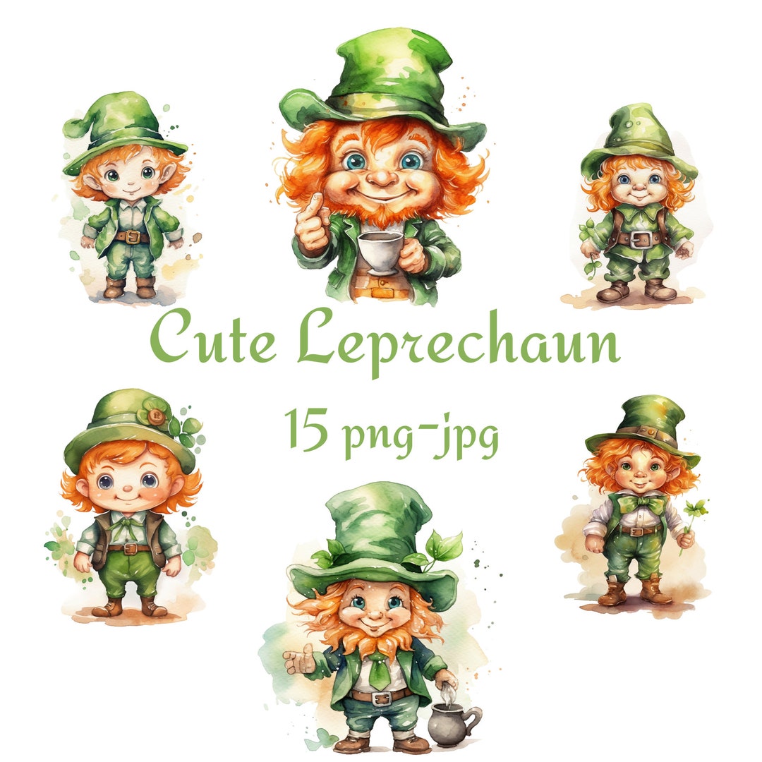 15 Cute Leprechaun Watercolour Clipart, St.patricks Day Leprechaun ...