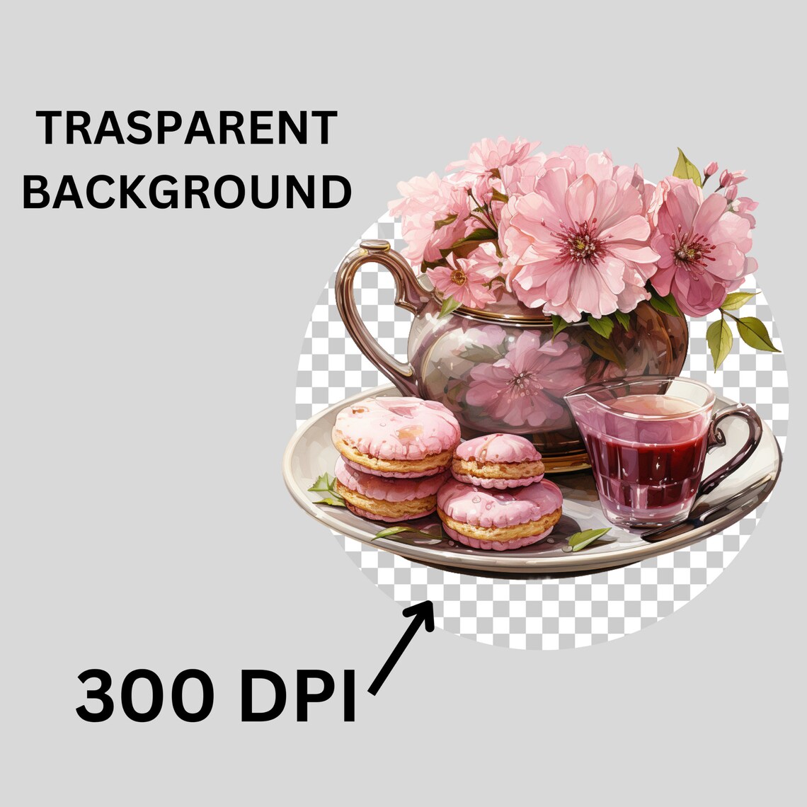 12 Cute Tea Party Watercolor Clipart, Floral Tea Party Clipart ...