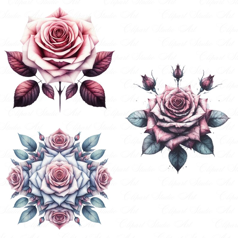 26 Symmetrical Roses Clipart, Colorful and Symmetrical Roses Clipart ...