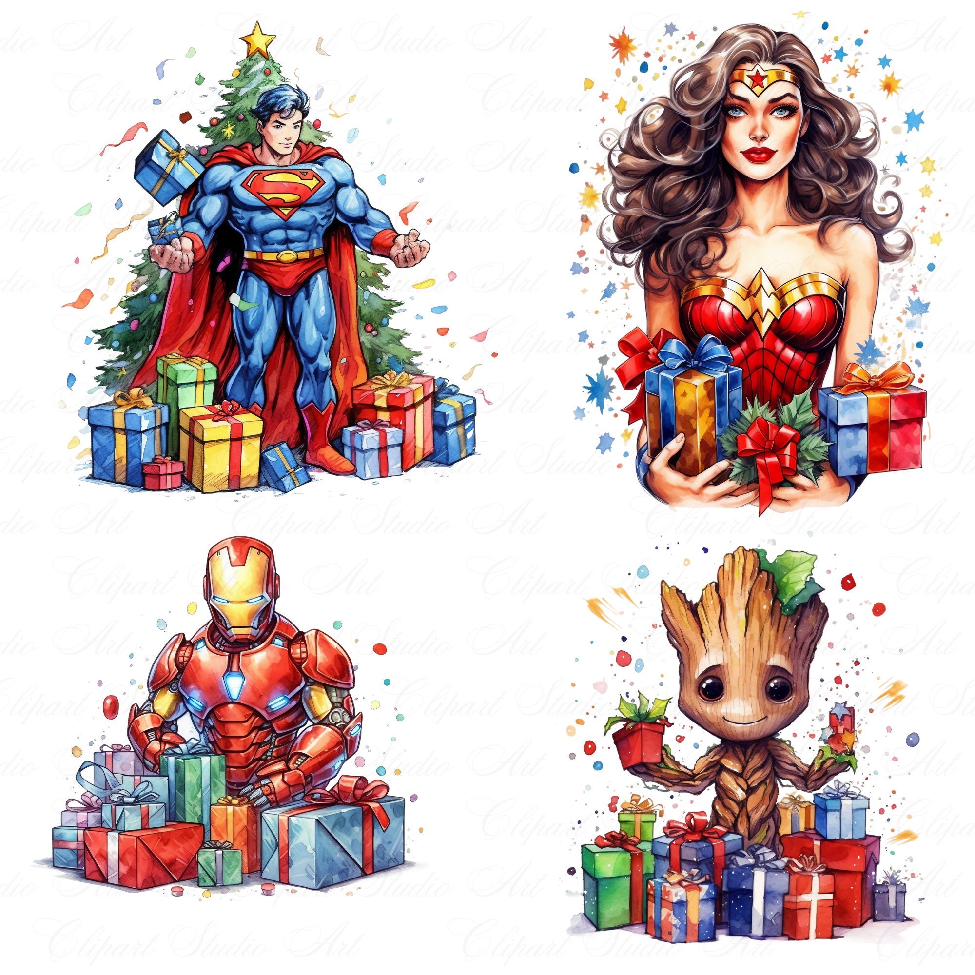 17 Christmas Superhero Clipart, Christmas Superheroes Avengers Clipart ...