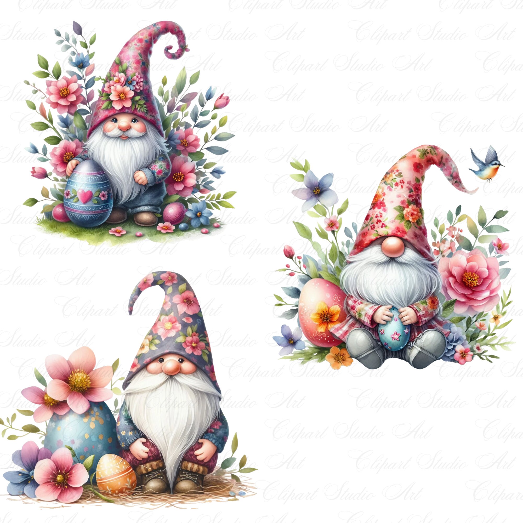 19 Flowery Easter Gnome Clipart, Cute Gnome Clipart, Gnomes With ...