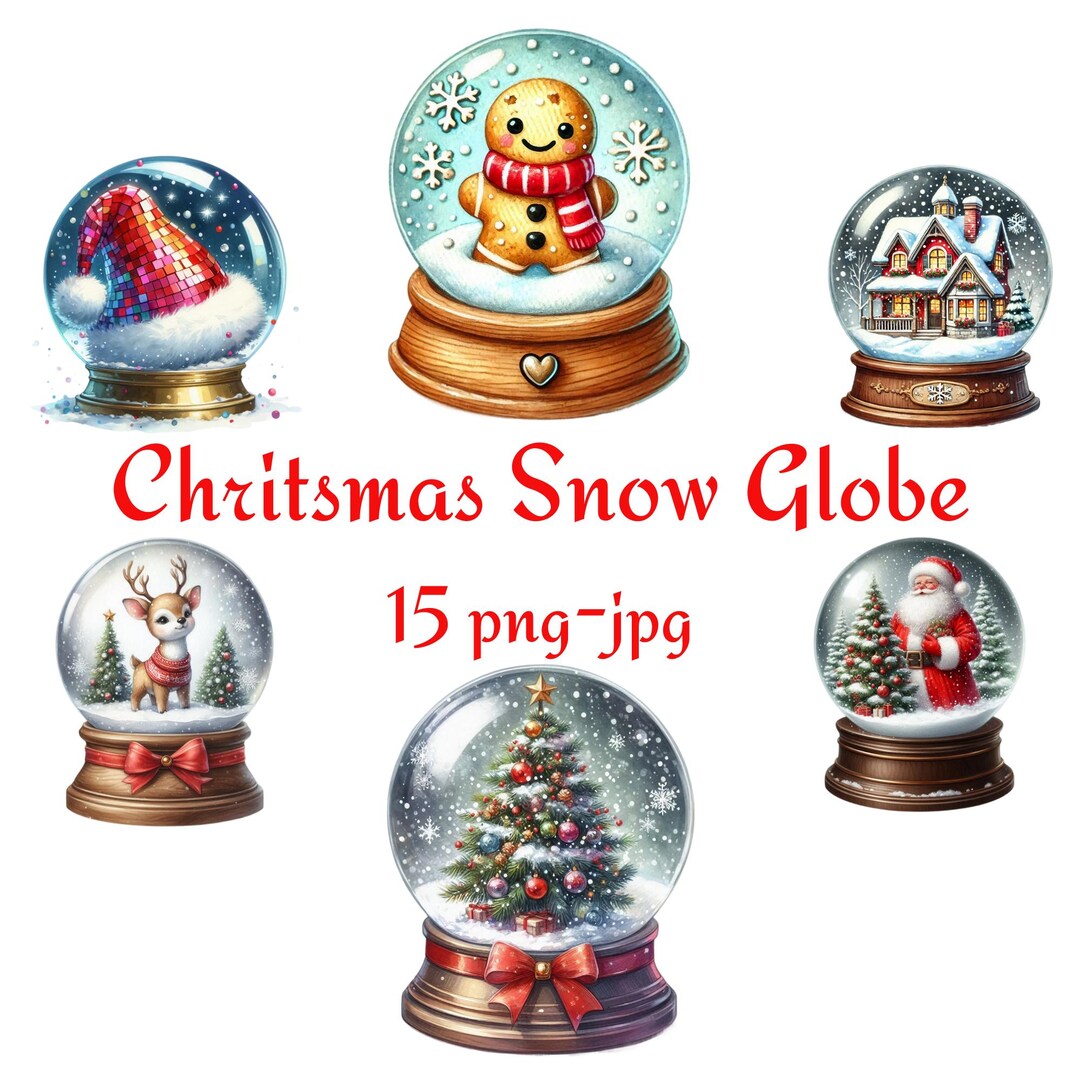 15 Chritsmas Snow Globe Clipart, Christmas Gift Clipart, Santa Claus ...