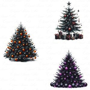 15 Black Christmas Tree Clipart, Christmas Tree Clipart, Watercolor ...