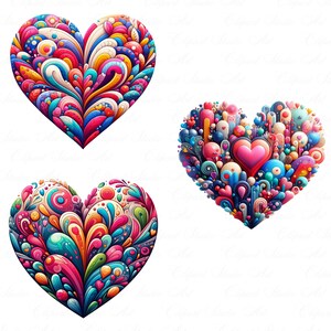16 Colorful Hearts Clipart, Valentine's Day Cute Colorful Hearts ...