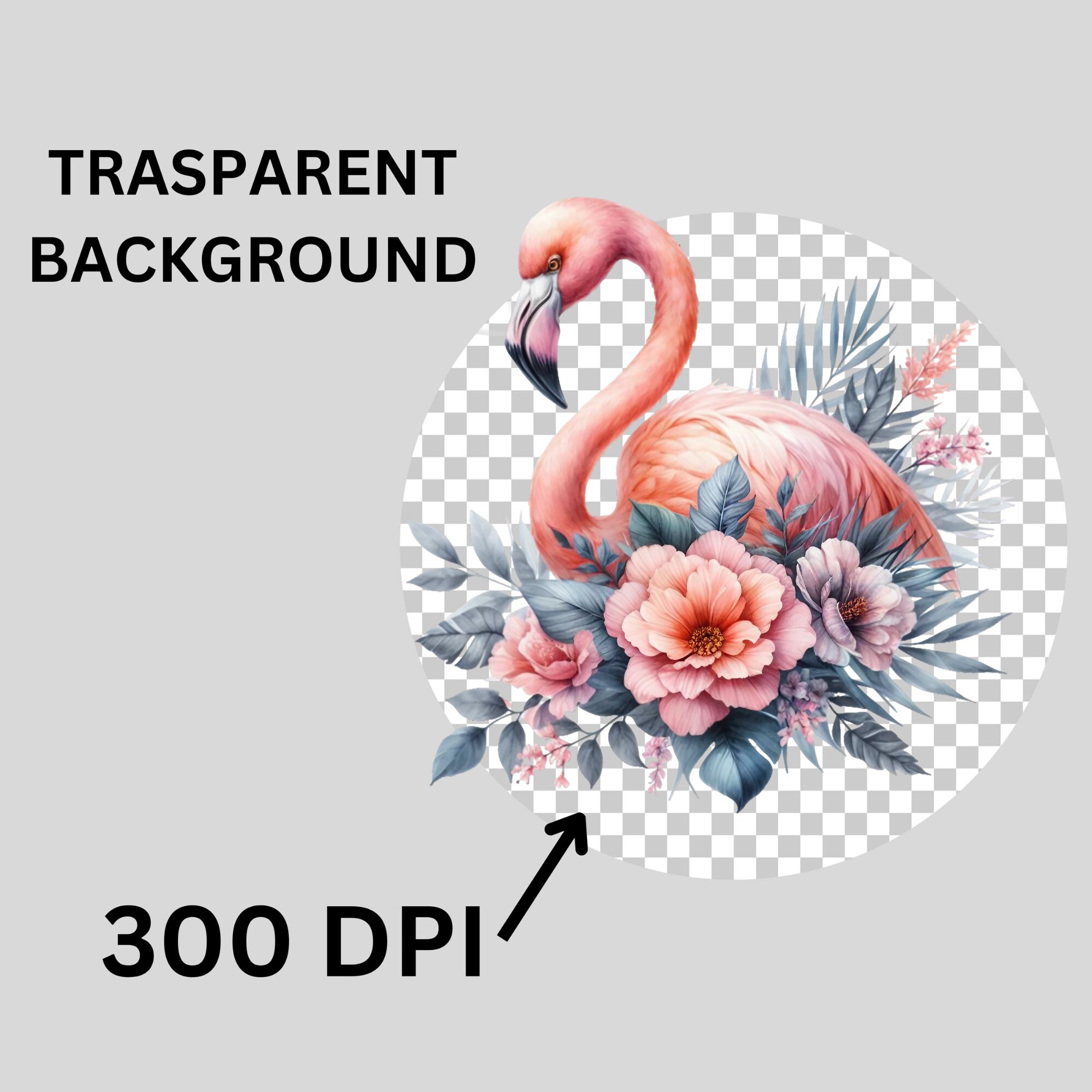 20 Flamingo With Flowers Clipart, Tropical Flamingo Clipart, Watercolor ...