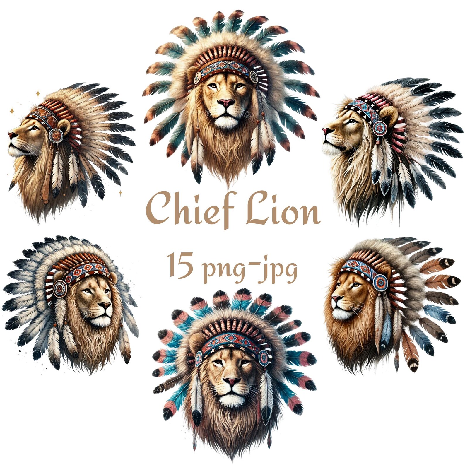 15 Chief Lion Clipart, Native American Lions Clipart, High Quality ...