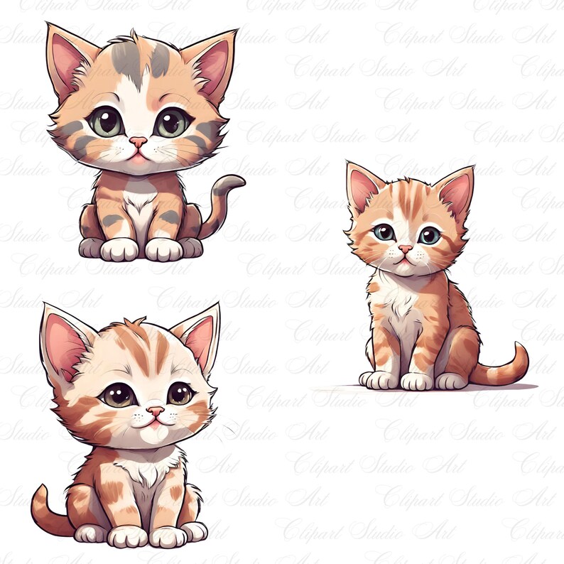 Cute Kitten Clipart, Little Cute Cats Clipart, Animals Clipart, Cute ...